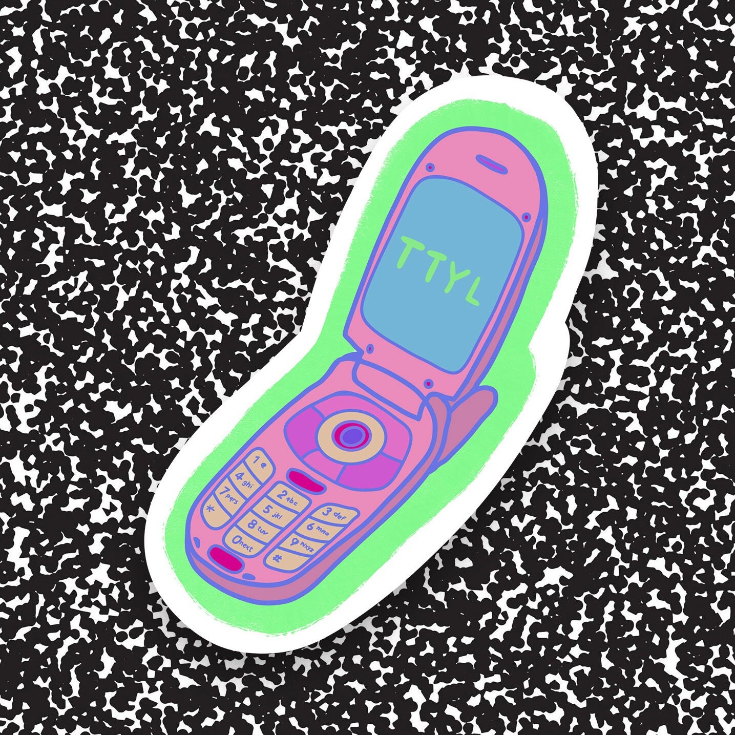 Retro Y2K Flip Phone Sticker - Etsy