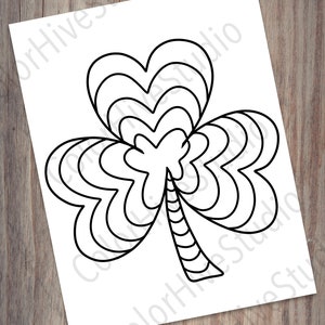 Printable Shamrock Coloring Pages - 4 Pages - Etsy