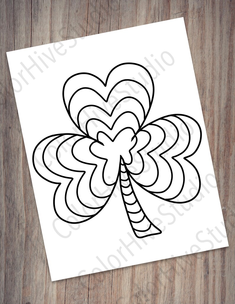 Printable Shamrock Coloring Pages - 4 Pages - Etsy
