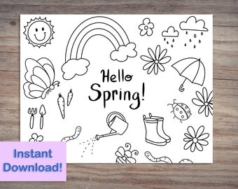 Doodle Coloring Page - Instant Download - Spring Garden Theme - Etsy