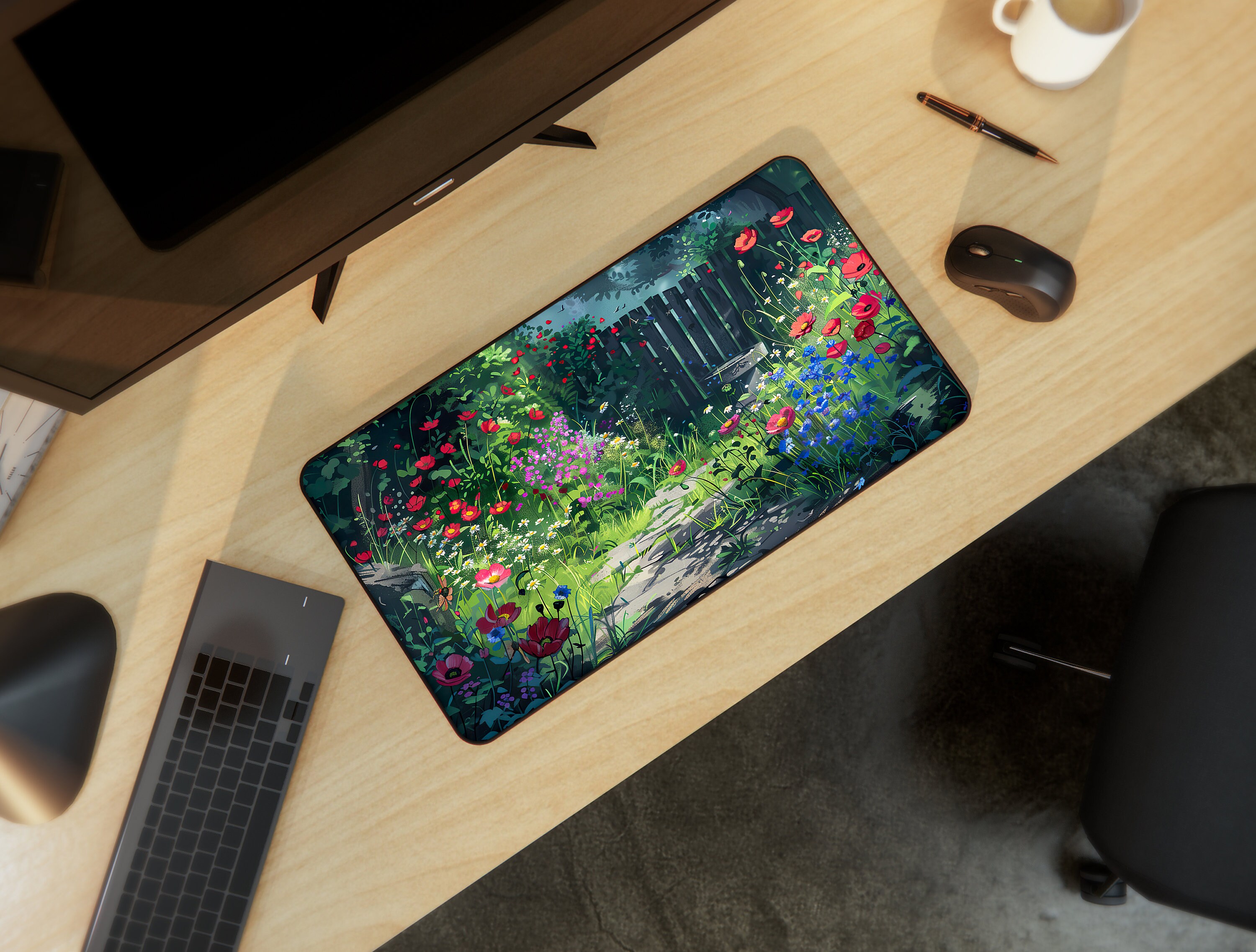 Secret Garden Gateway Desk Mat Lush Floral Mouse Pad, Sturdy & Smooth ...