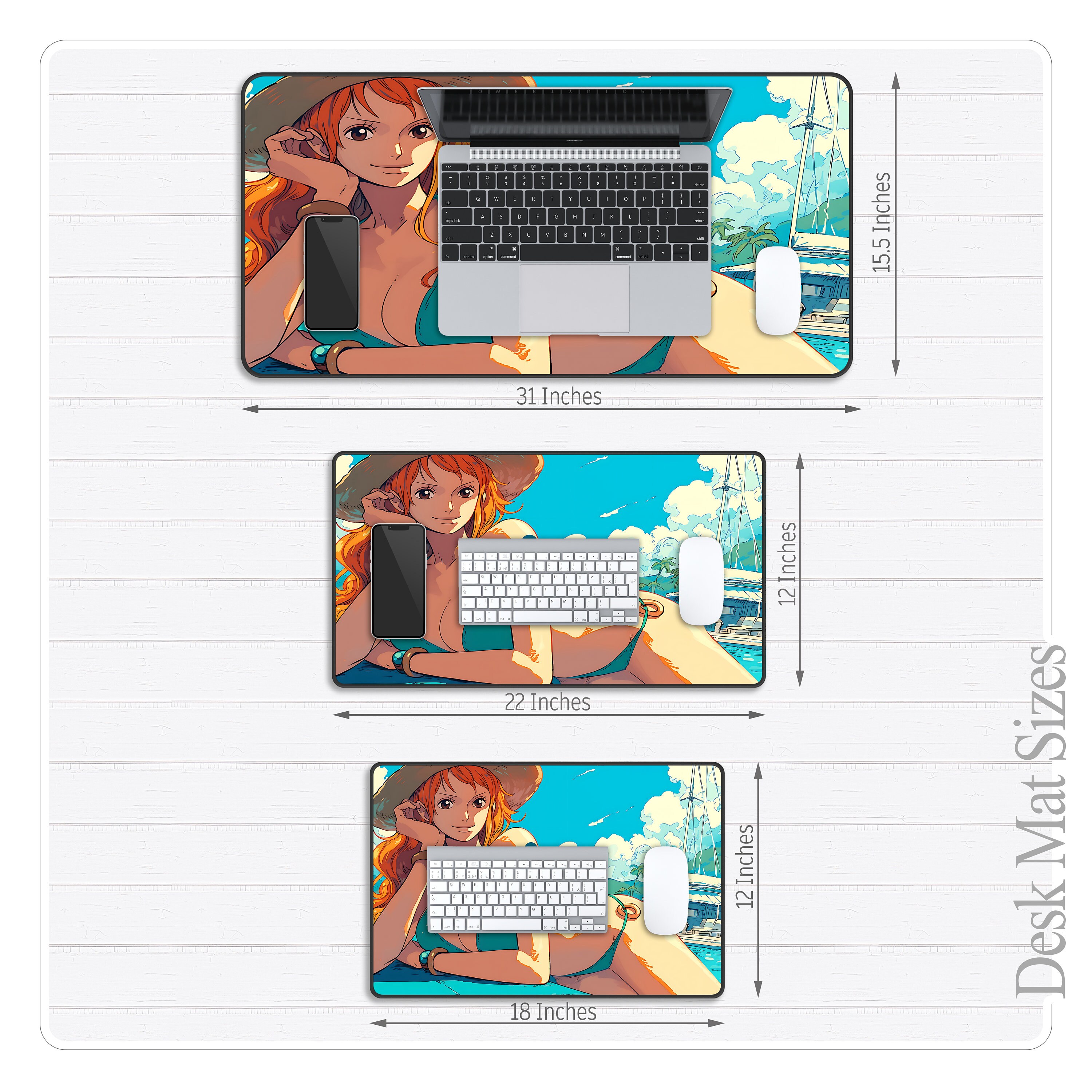 Nami One Piece Anime Character Desk Mat Vibrant Illustration Mouse Pad ...