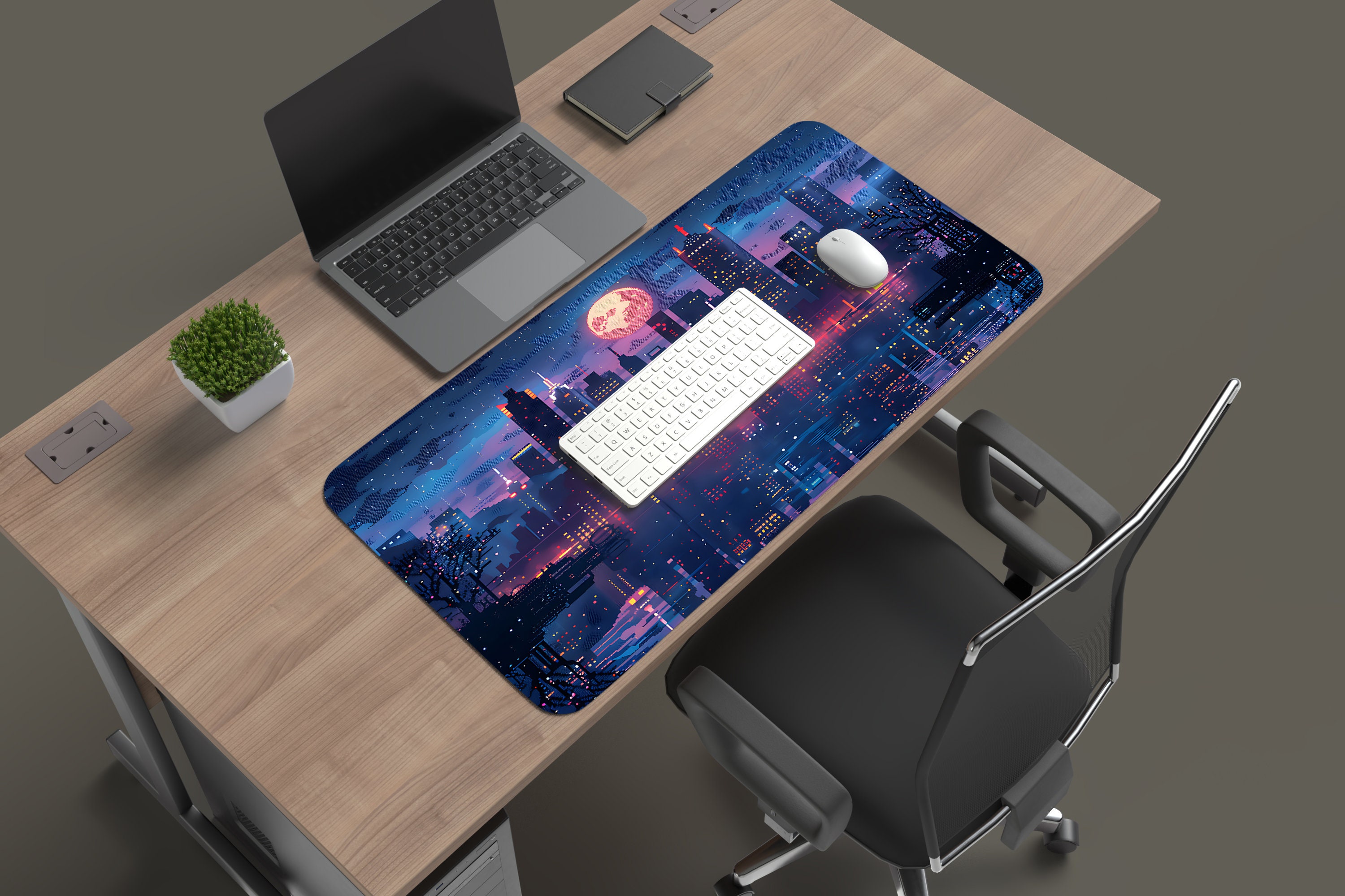 Cyberpunk Night City Desk Mat Neon Cityscape Mouse Pad, Large, Non-slip ...