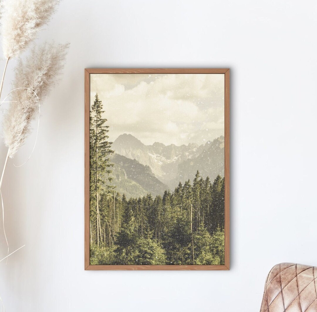 Vintage Forest Wall Art Print, Rustic Woodland Nature Decor, Digital ...