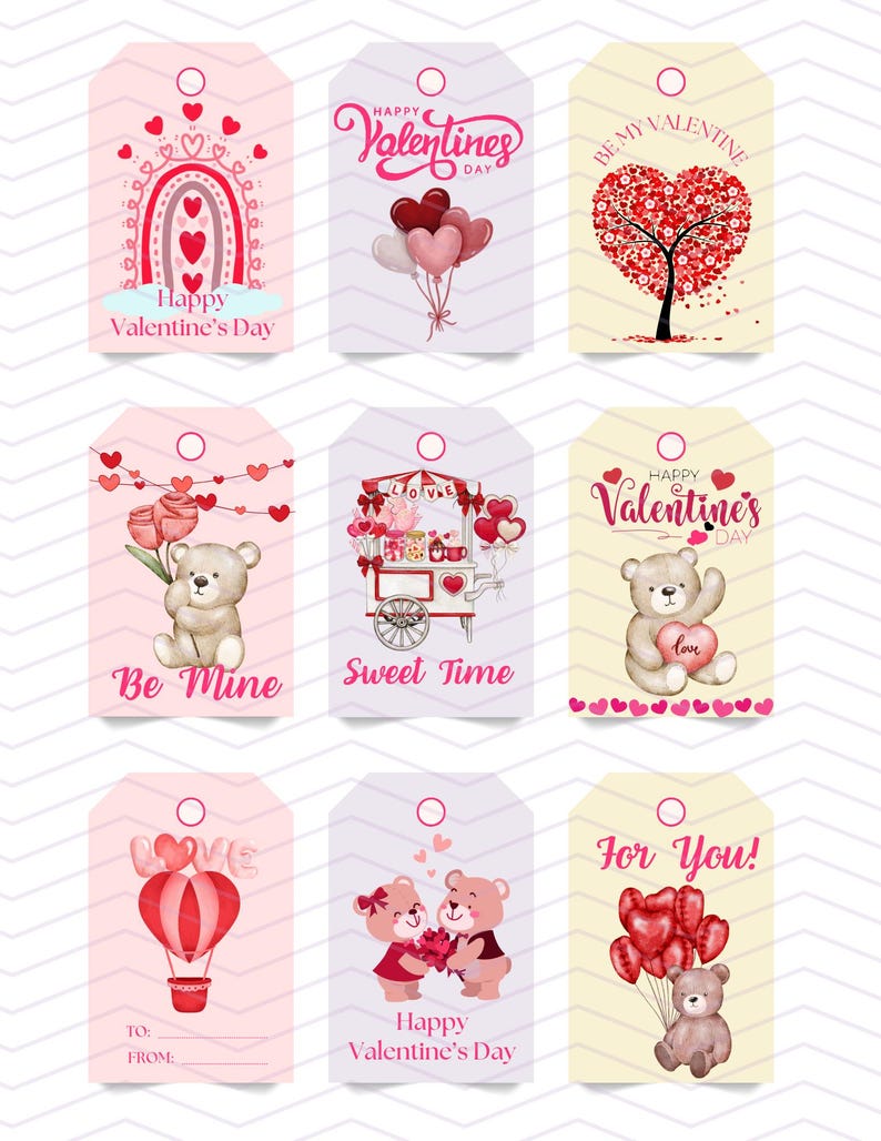 Valentine's Day Tag, Sweet Treat, Valentine Gift Label, Kids School ...
