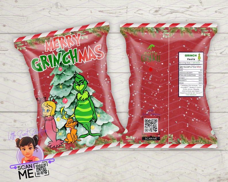 Grinch Chip Bag Wrappers for a Merry Christmas Celebration - Etsy