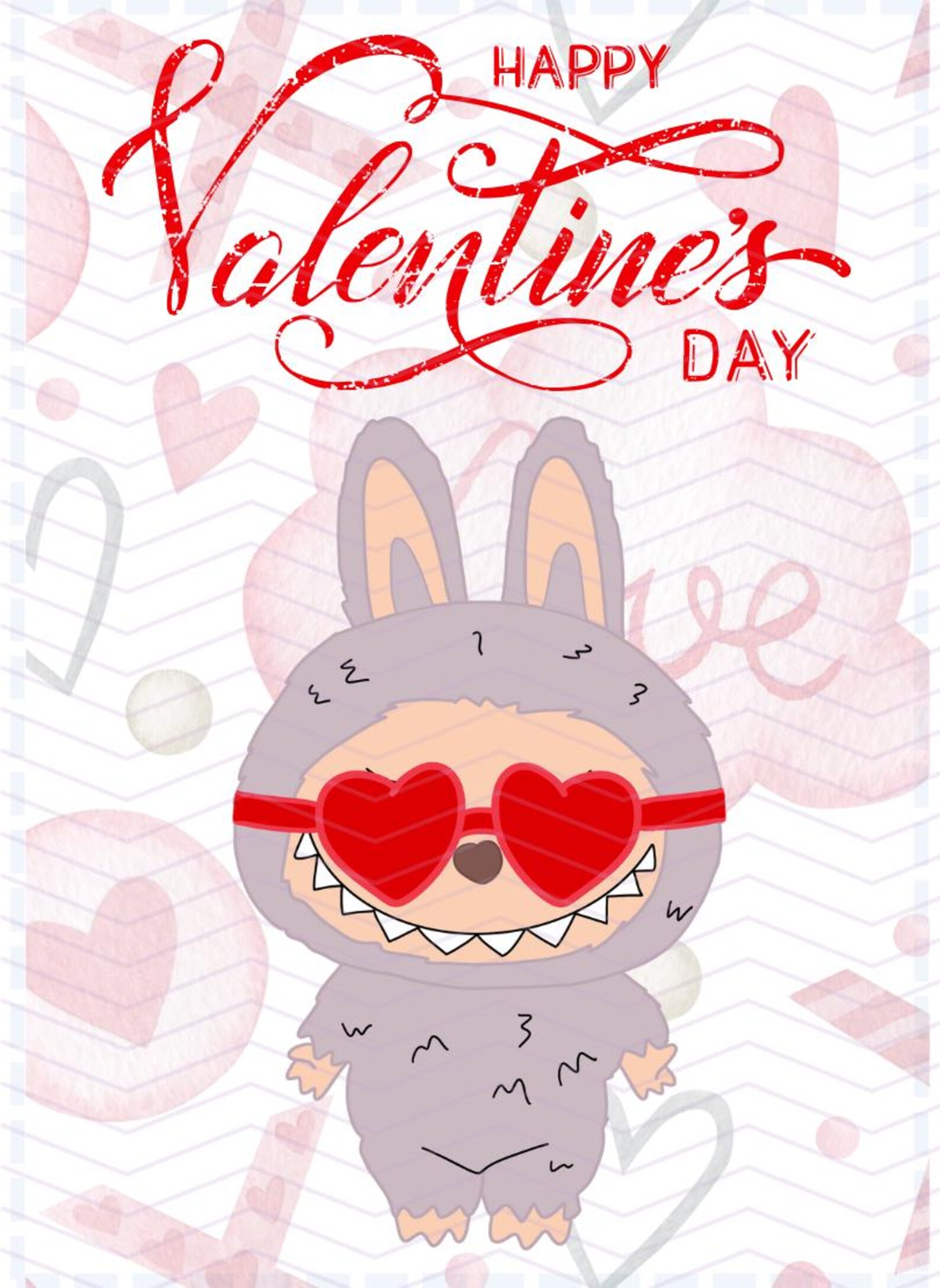 Romantic Labubu Valentines Cards, Valentine's Day Love Card, Cartoon ...