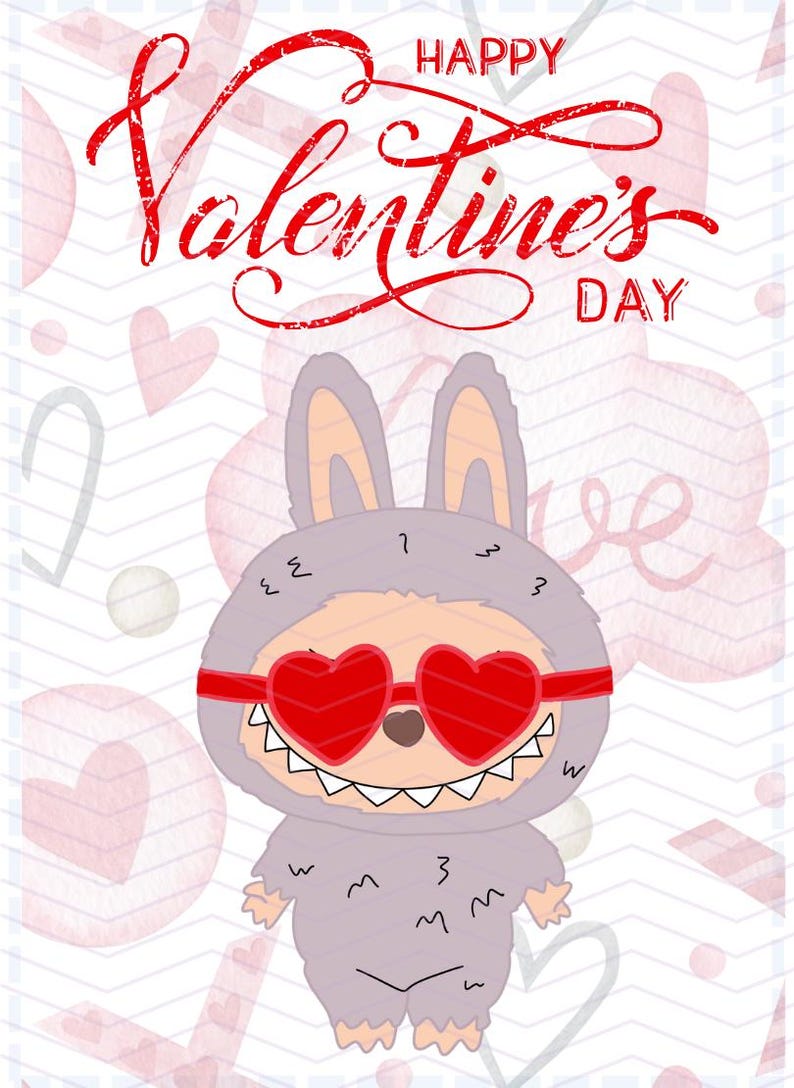 Romantic Labubu Valentines Cards, Valentine's Day Love Card, Cartoon ...