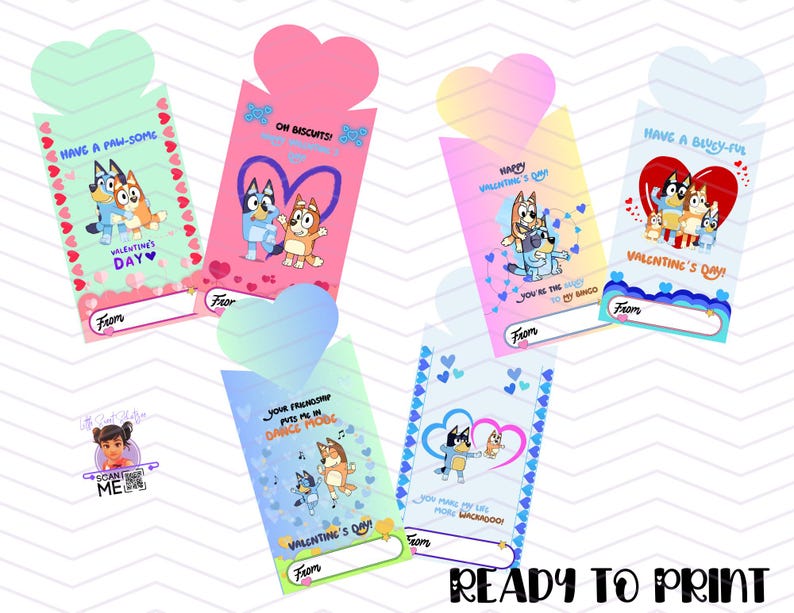 Printable Bluey Valentines Cards, Classroom, Friends, Class School ...