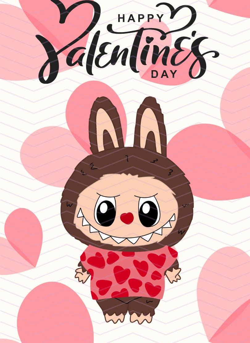 Romantic Labubu Valentines Cards, Valentine's Day Love Card, Cartoon ...