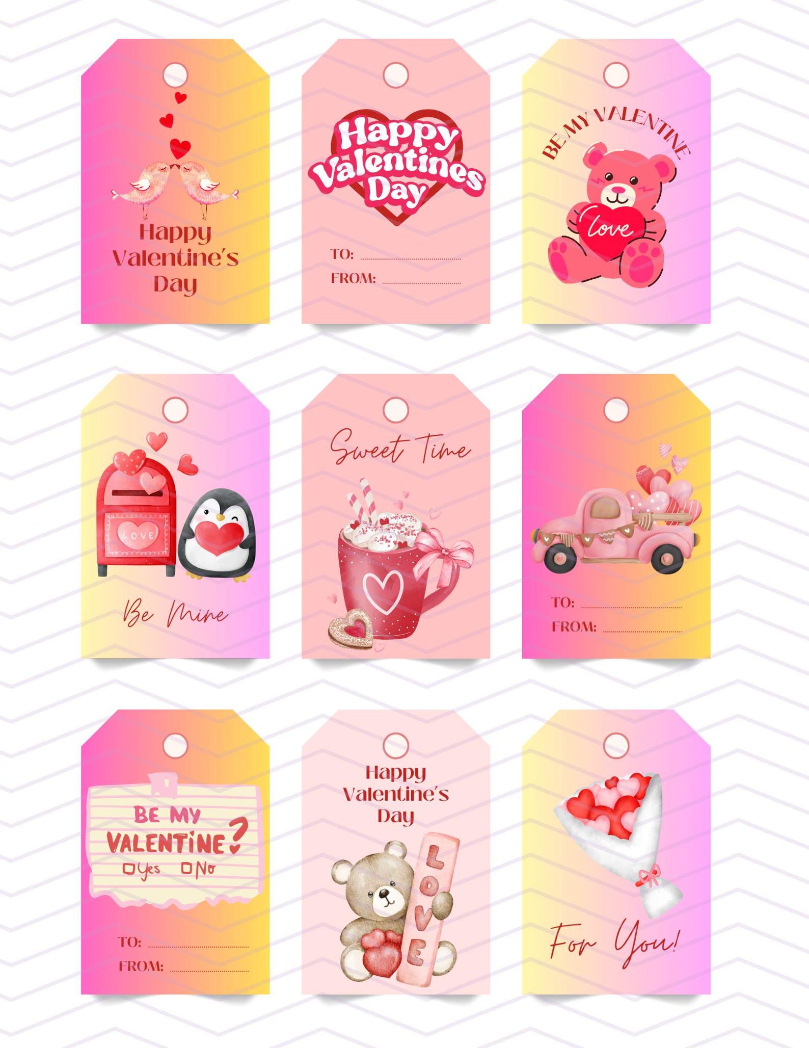 Valentine's Day Tag, Sweet Treat, Valentine Gift Label, Kids School ...