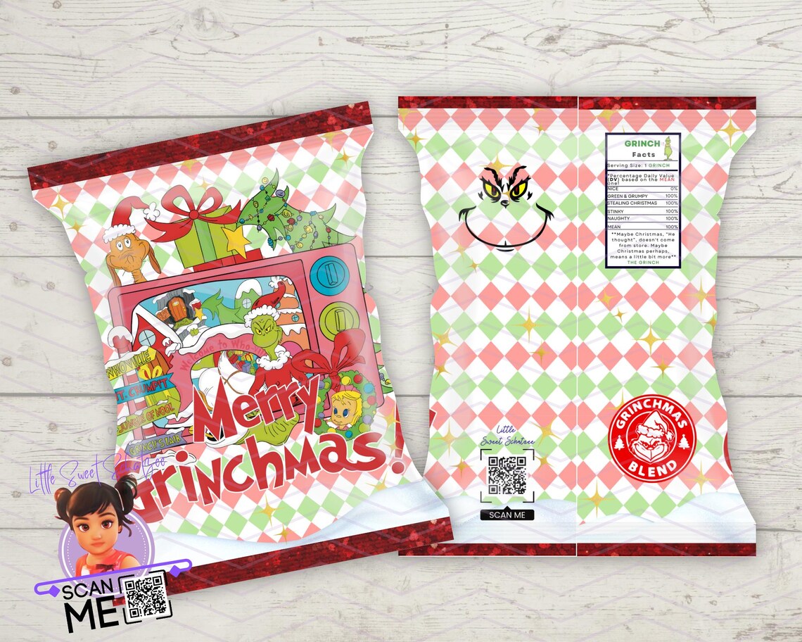 Grinch Chip Bag Wrappers for a Merry Christmas Celebration - Etsy