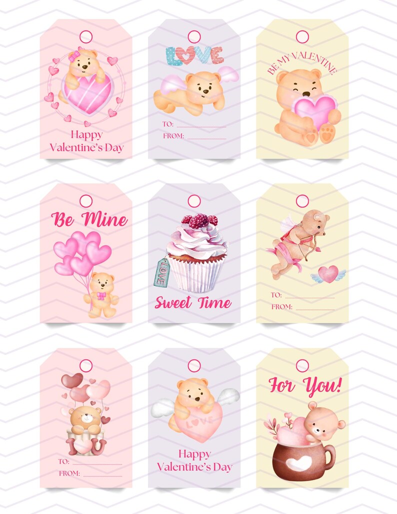 Valentine's Day Tag, Sweet Treat, Valentine Gift Label, Kids School ...