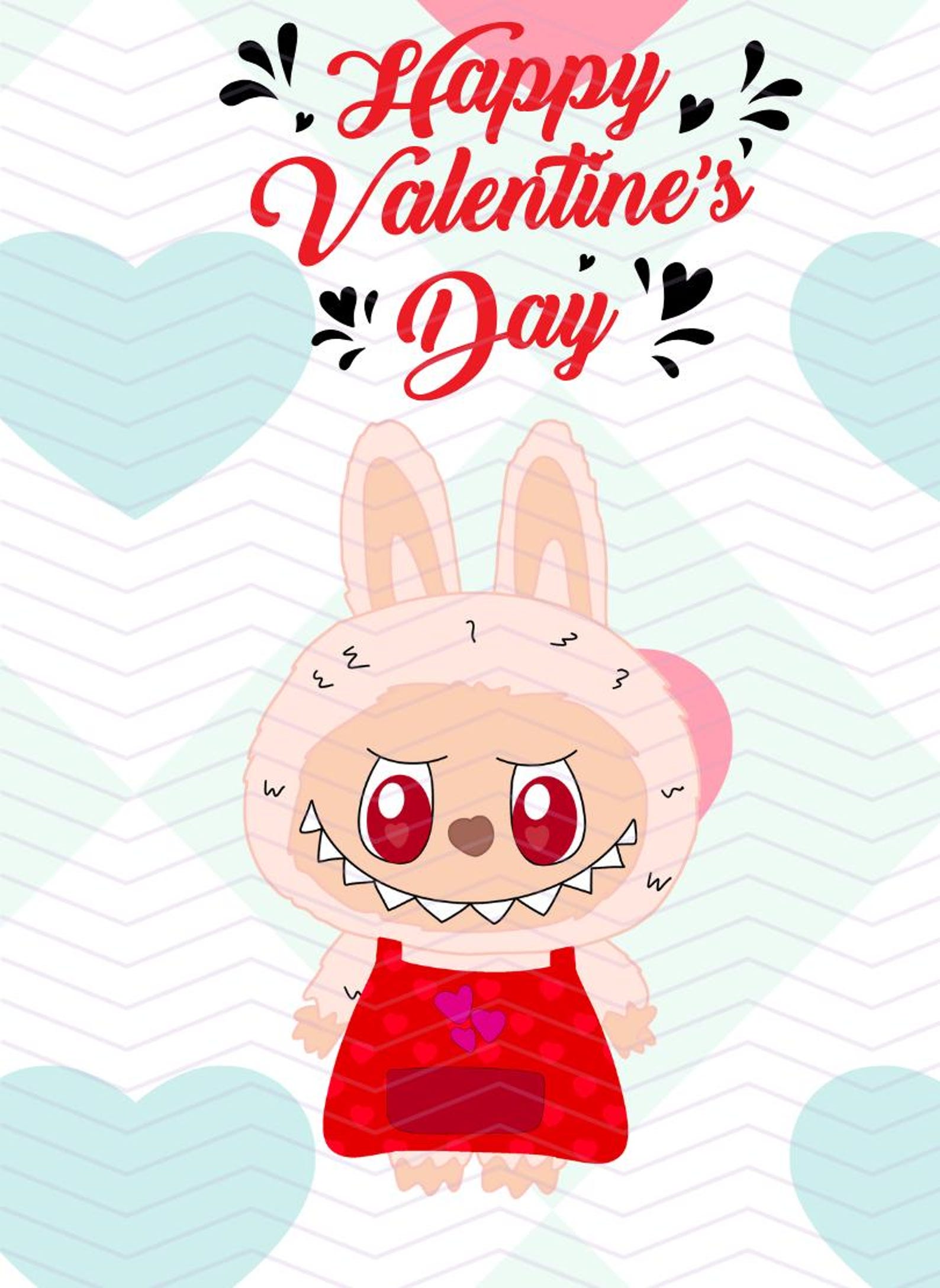 Romantic Labubu Valentines Cards, Valentine's Day Love Card, Cartoon ...