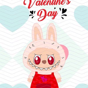 Romantic Labubu Valentines Cards, Valentine's Day Love Card, Cartoon ...