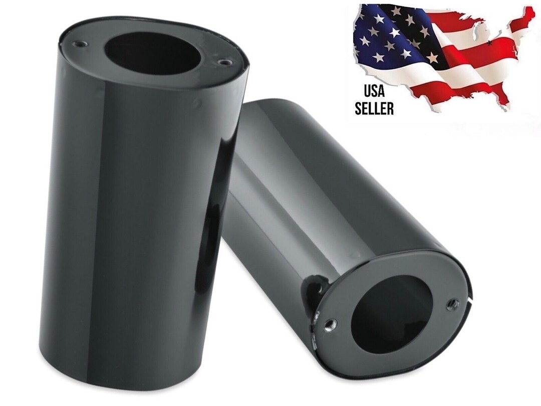 Harley Gloss Black Upper Fork Slider Covers 45591-02 1980-2013 Touring ...
