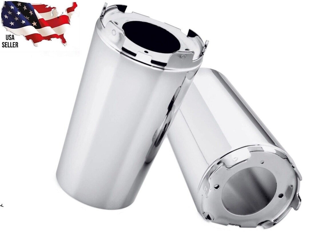Harley CHROME Upper Fork Slider Covers 45800133 24-1672 2018-2023 Fatboy Fat Boy Cow Bells 114 ...