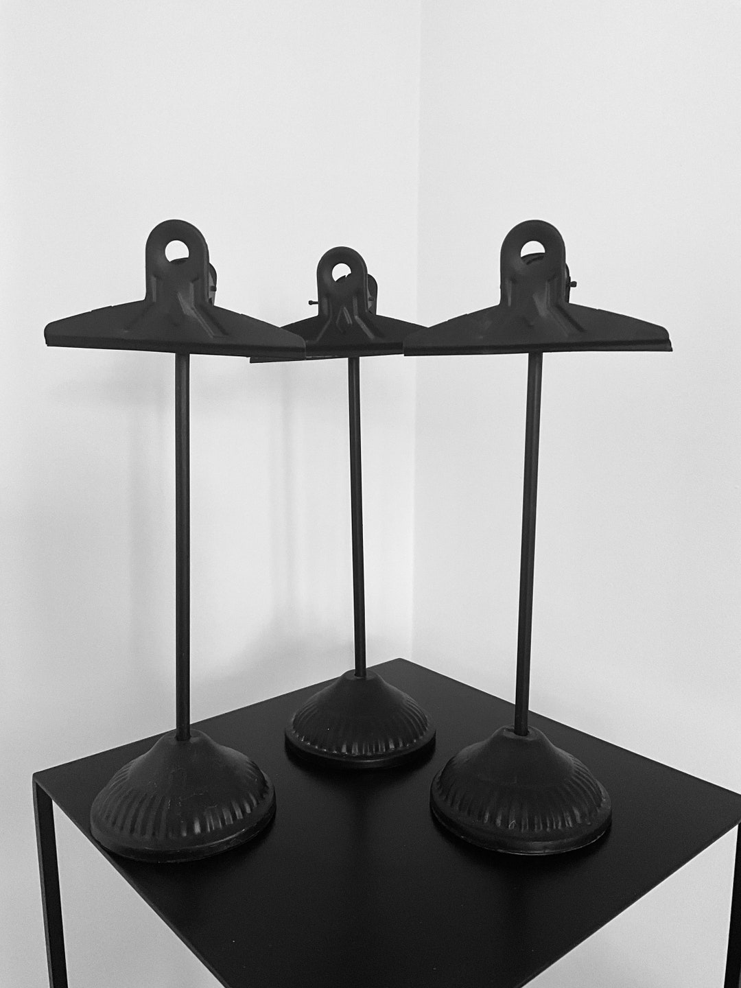Set of 3 Free-standing Display Stands With Retro Black Metal Clip - Etsy