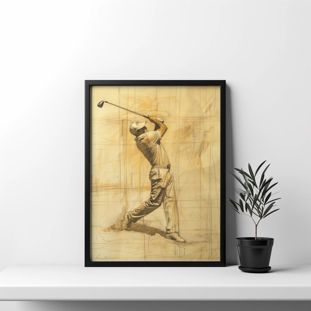 Golf Sketch, Golfer Sketch, Golf Poster, Vintage Golf Poster, Golf ...