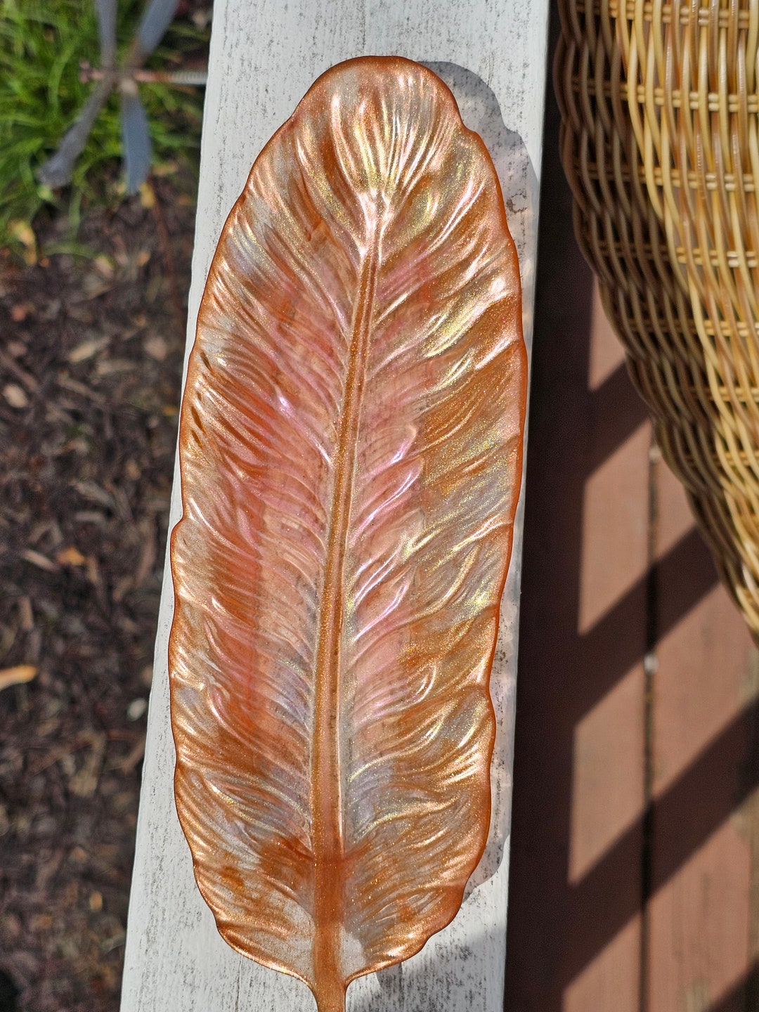 Feather Tray Pink, Gold and Copper Hues. Epoxy Resin - Etsy