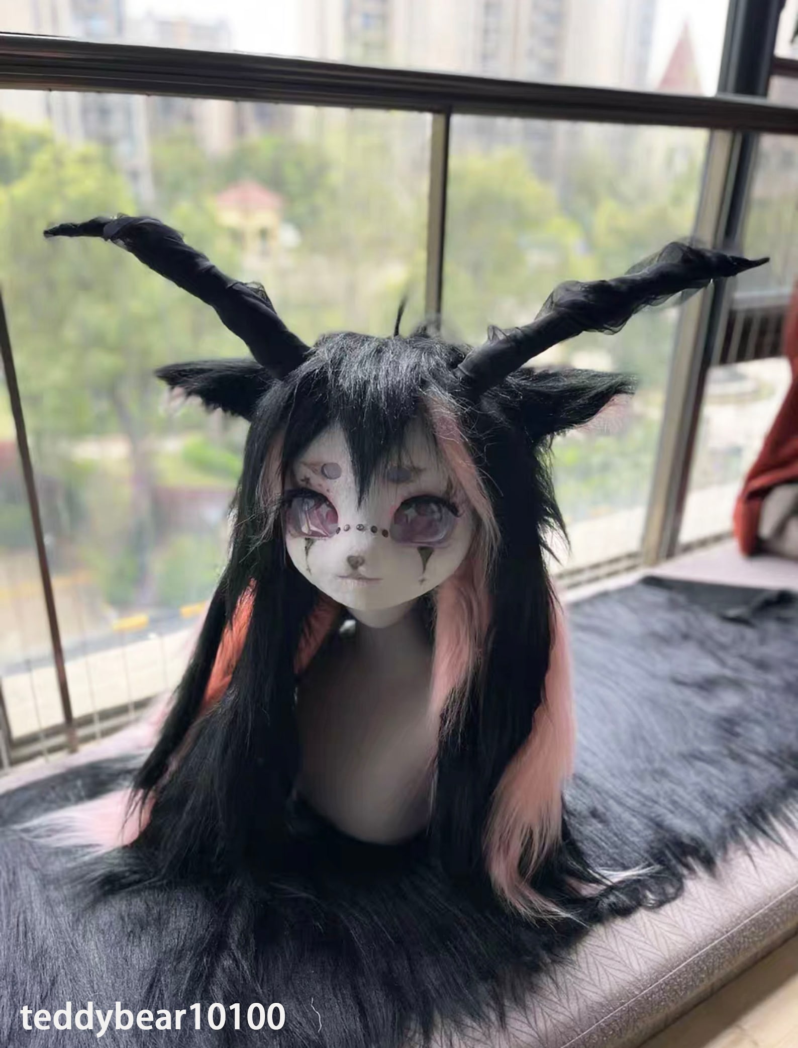 Kigurumi Fursuit Head, Black Deer Mask, Kemono Fursuit,kigurumi Mask ...