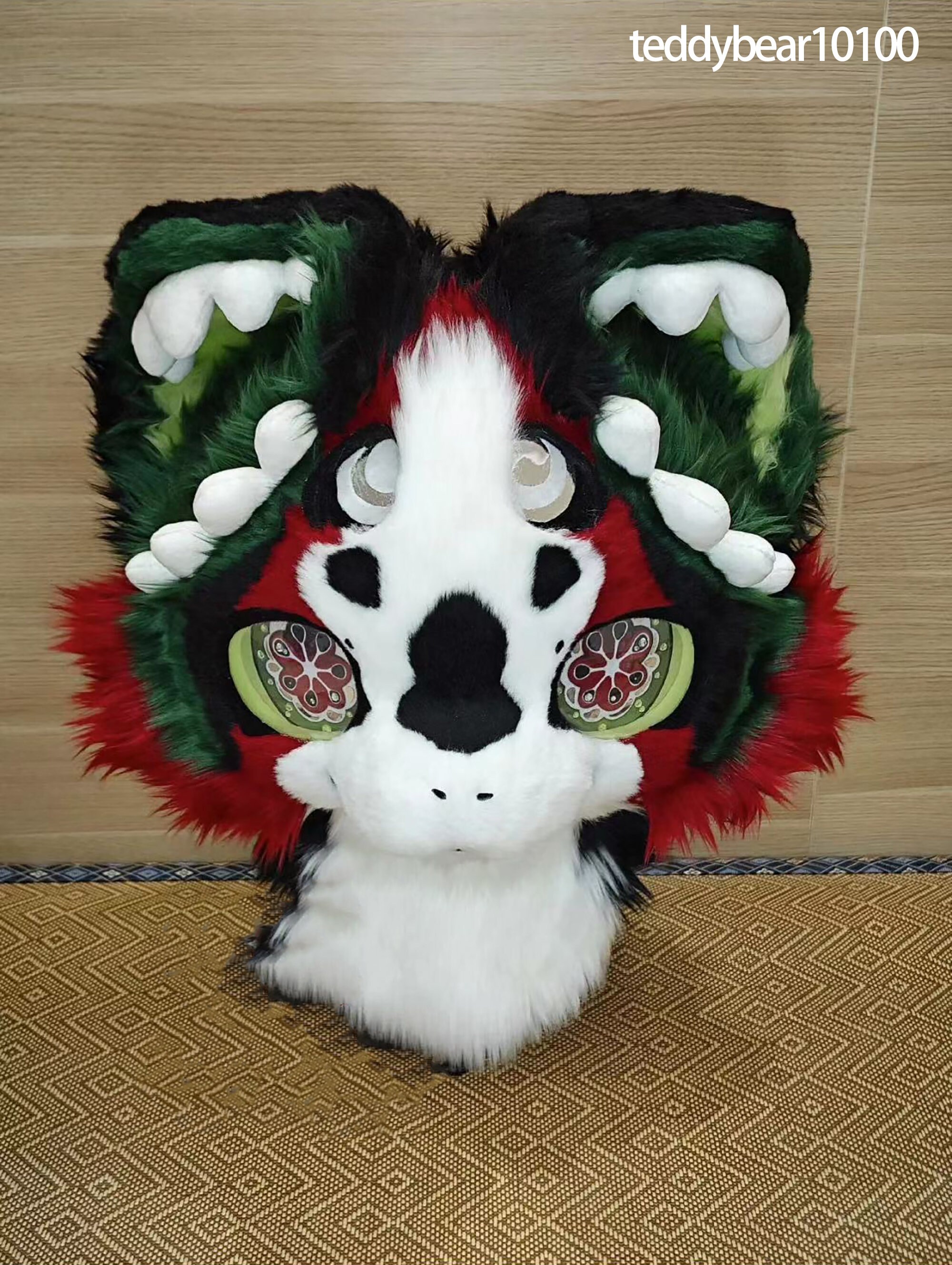 Kigurumi Fursuit Head,furry Cosplay Fursuit,snake Suit With Green Ears ...