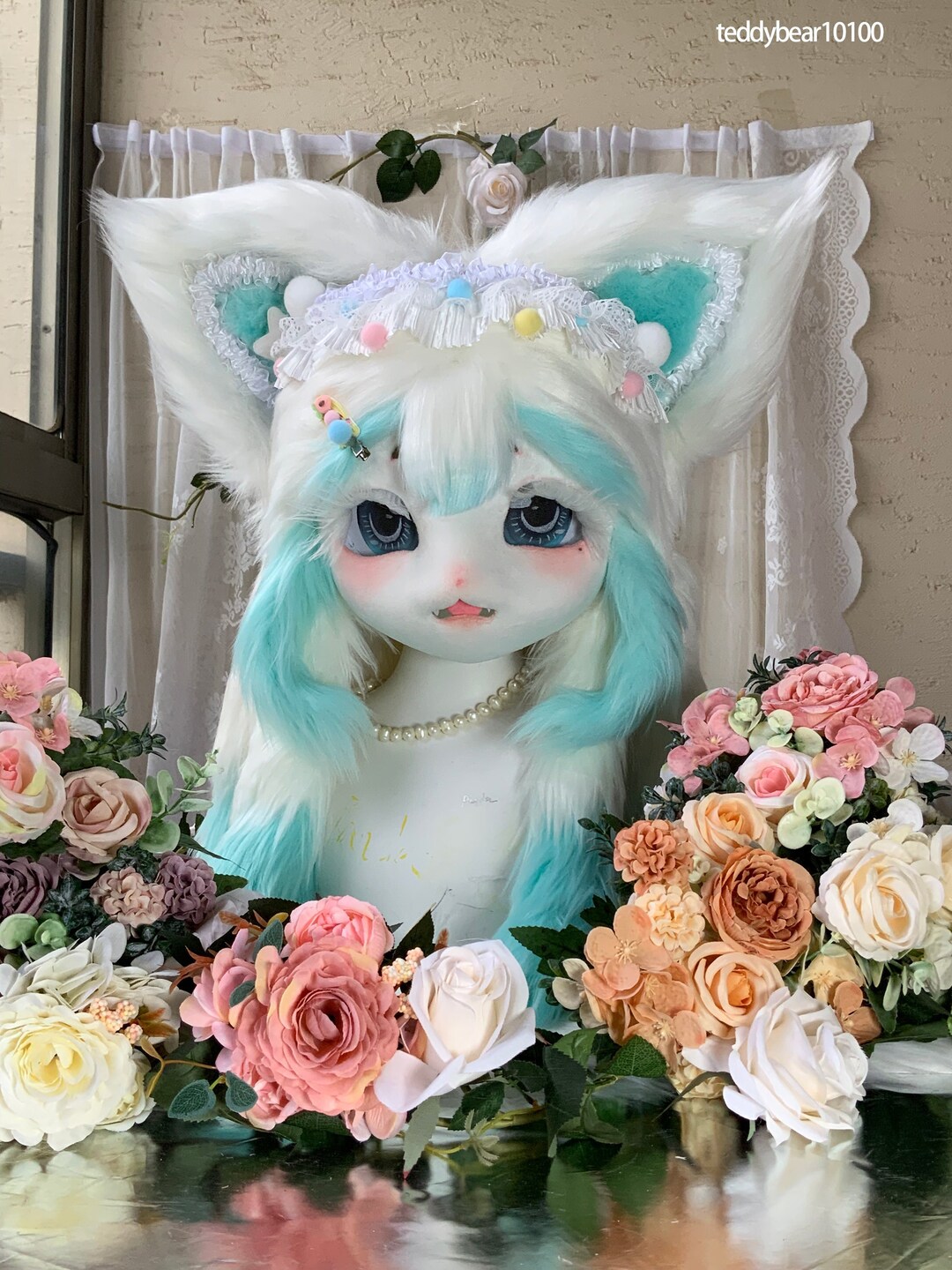 Kigurumi Fursuit Head, Furry White Rabbit Mask, Kemono Fursuit ...