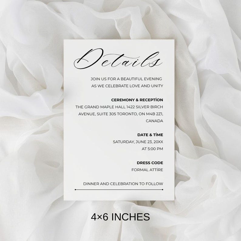 Editable Minimalist Wedding Invitation Suite, Modern Black White (canva ...