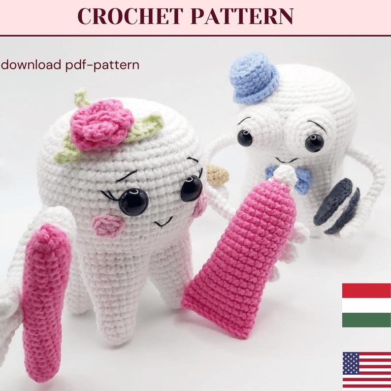 Amigurumi Tooth Crochet Pattern, Dental Hygiene Gift (PDF Pattern) - Etsy