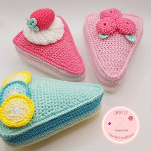 Crochet Cake Slice Set Play Food, Crochet Food Pattern, English Crochet ...