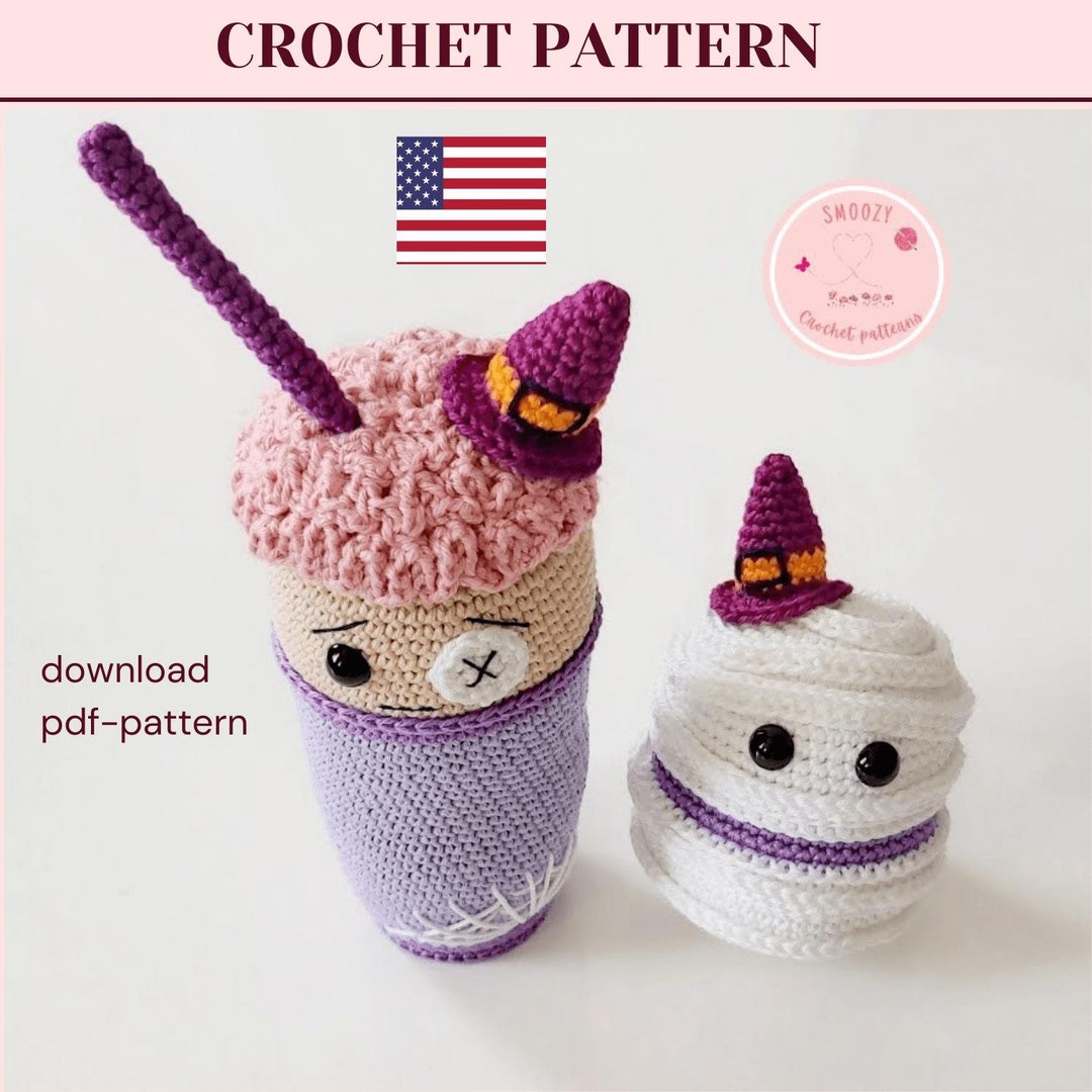 Halloween Crochet Pattern: Brain Milkshake & Mummy Macaron (PDF Pattern ...