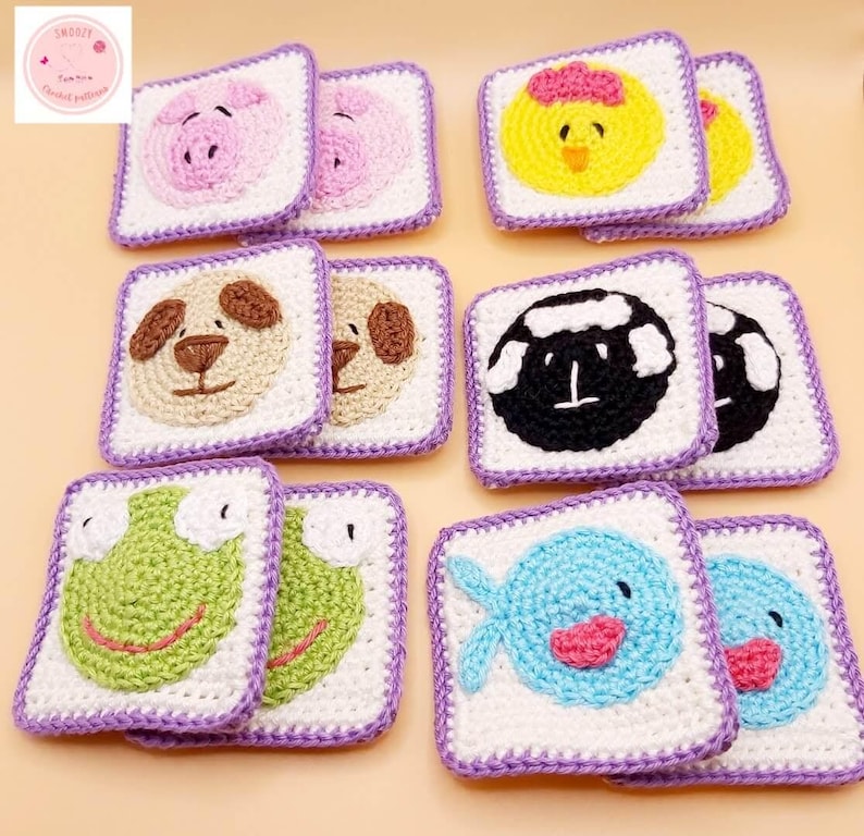 Crochet Pattern - Animals Memory Game, Memory Card Play Set Crochet ...