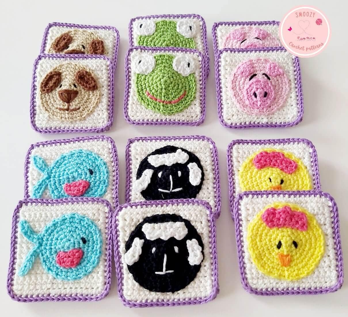 Crochet Pattern - Animals Memory Game, Memory Card Play Set Crochet ...