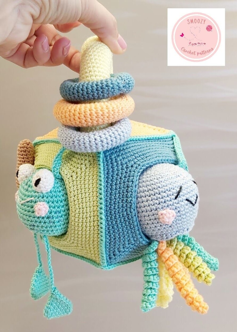 Crochet Animal Activity Cube Pattern: Sensory Montessori Toy (PDF ...