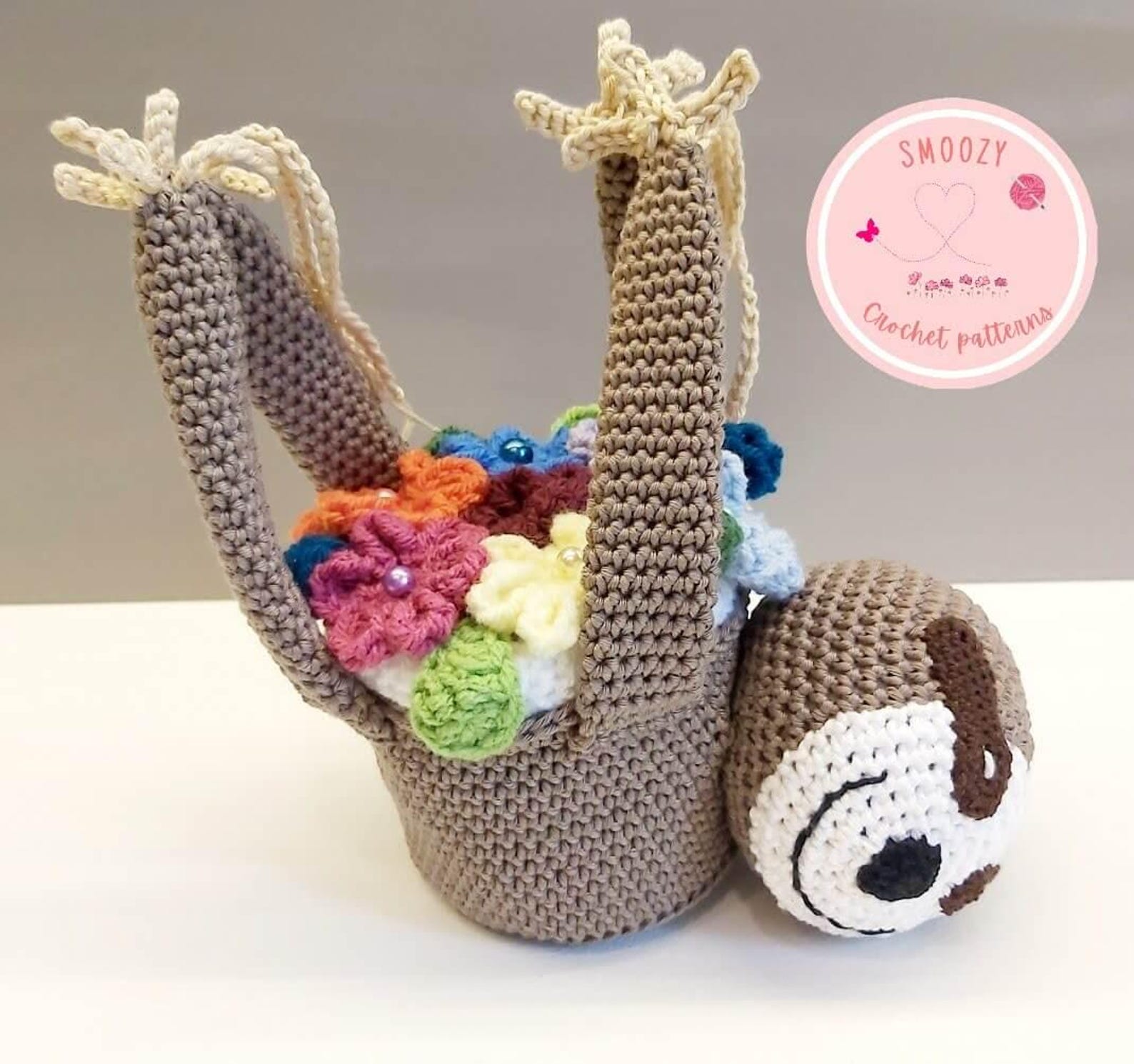 Sloth Flower Pot Holder Crochet Pattern, Hanging Crochet Planter, Sloth ...