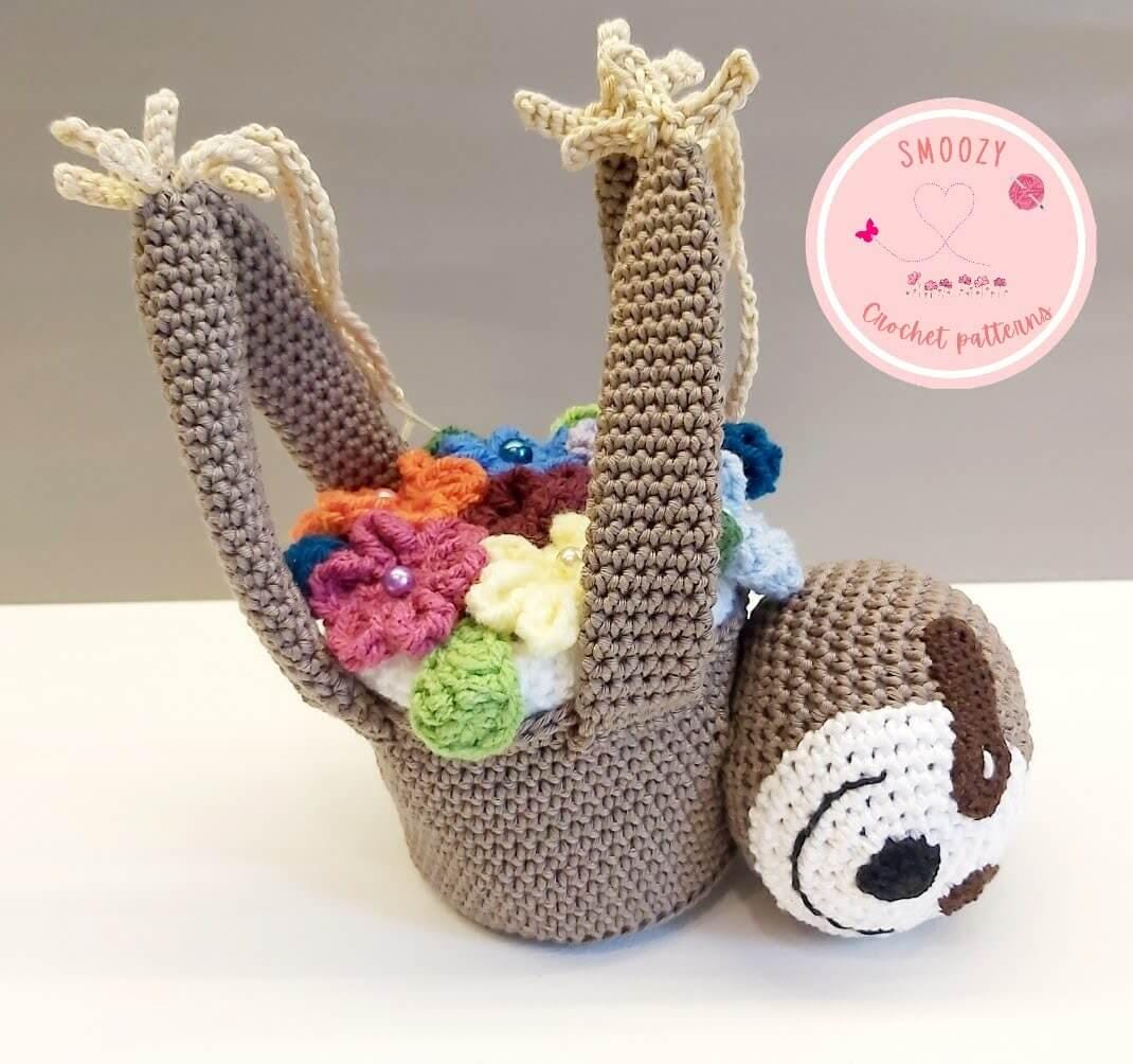 Sloth Flower Pot Holder Crochet Pattern, Hanging Crochet Planter, Sloth ...