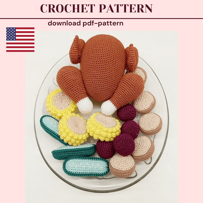 Roasted Chicken and Vegetables Crochet Pattern - Etsy