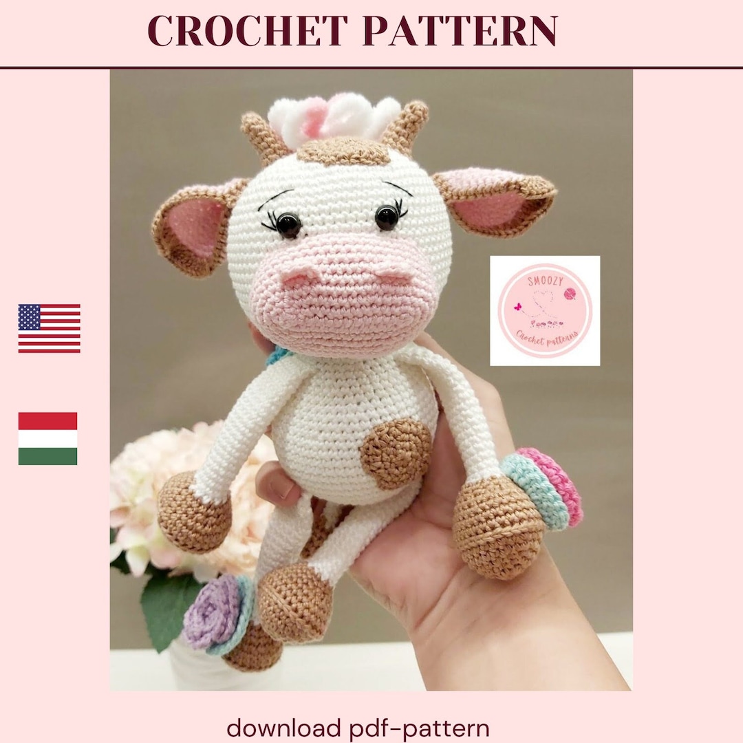 Crochet Cow Crochet Pattern, Crochet Cow, Cow Amigurumi Pattern ...