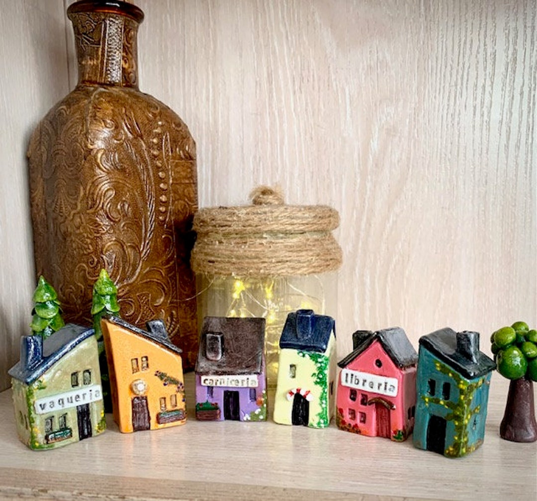 Collectible Ceramic Mini Houses. Graphite Collection. Each House is ...