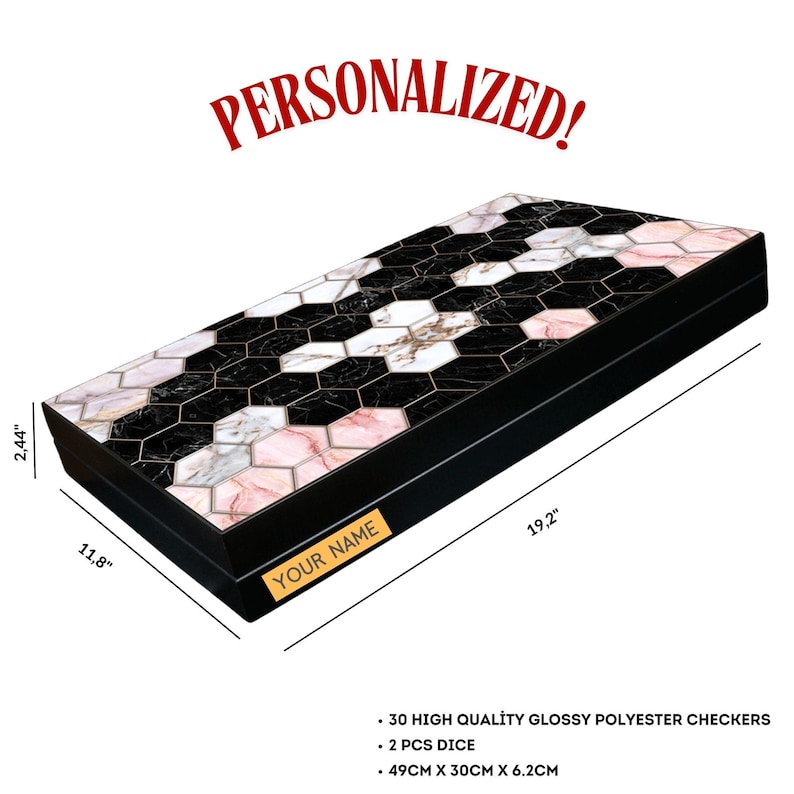 Marble Backgammon Set - Modern Board Game With Black and White Stones ...