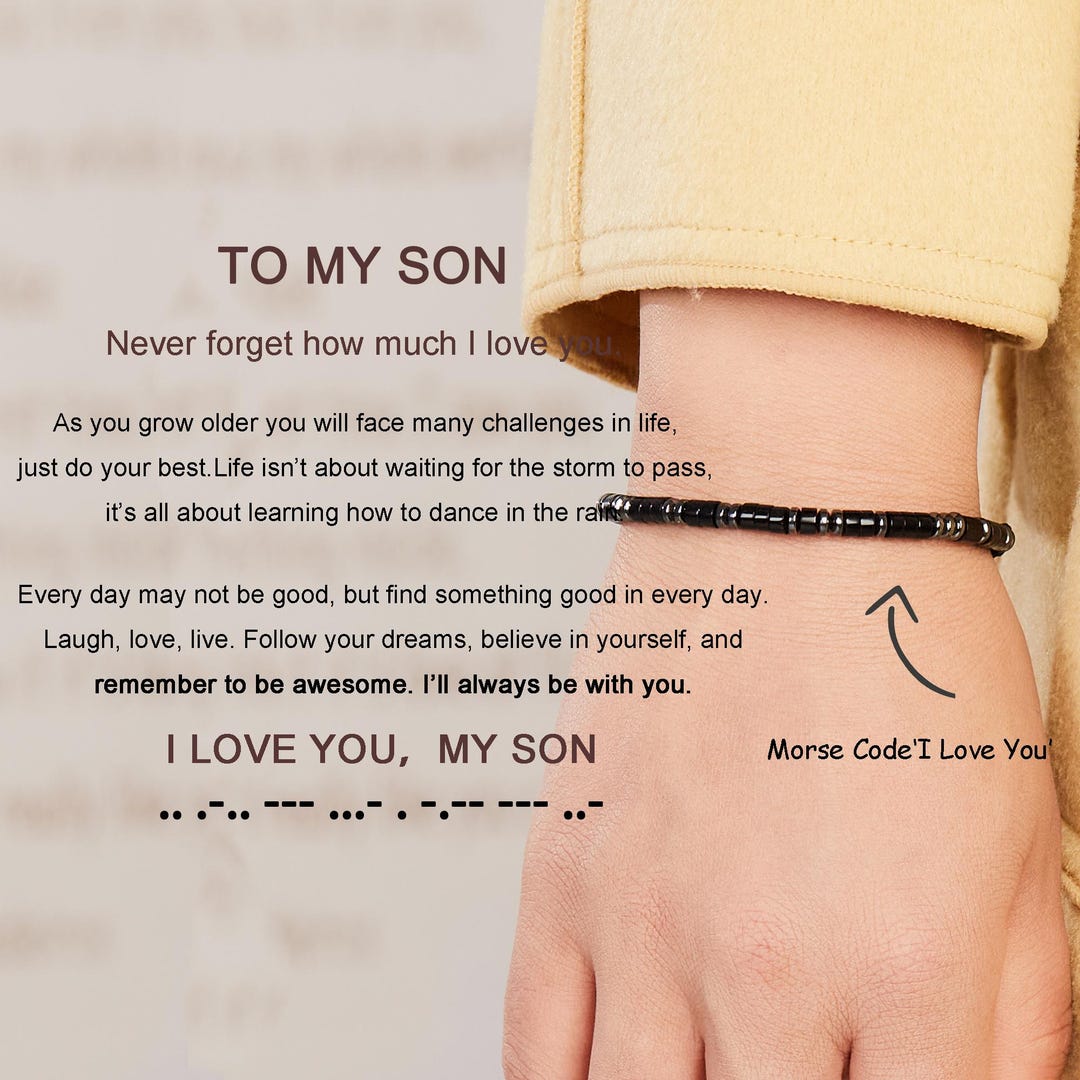 Morse Code Bracelet for Son: Tiger Eye, Obsidian, & Wood - Etsy