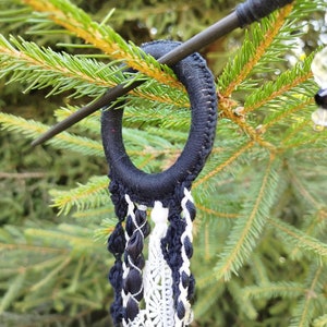 Handmade Black and White Tribal Dreadlock Hair Ring Barette - Unique Dreadcuff - Etsy