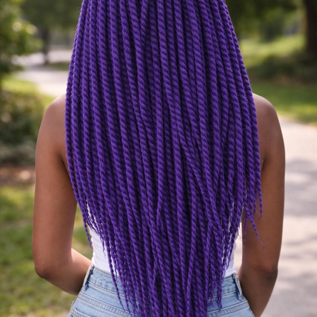 Dark Purple Havana Twist Extensions – Chunky Mambo Synthetic Boho Hair ...