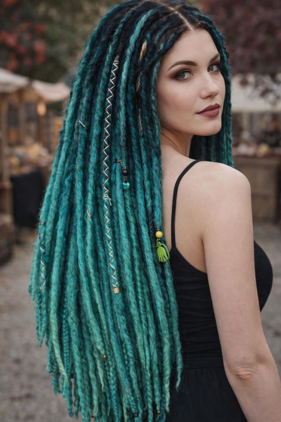 Black to Green Ombre Dreadlock Extensions - Double Ended Synthetic ...
