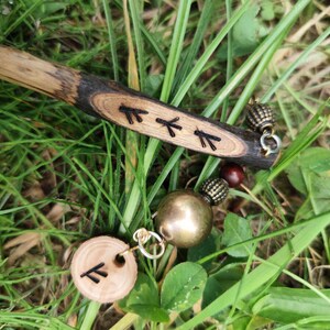 Bun Hair Stick With Fehu and Algiz Runes, Boho Hair Accessory, Gift for ...