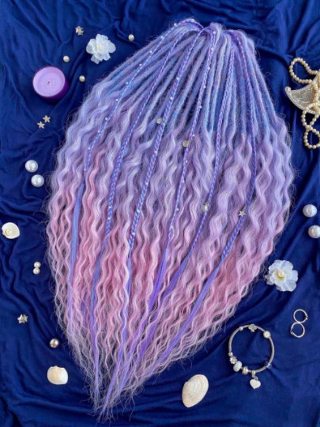 Enchanting Mermaid Purple Double Ended Synthetic Dread Extensions With ...