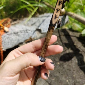 Bun Hair Stick With Fehu and Algiz Runes, Boho Hair Accessory, Gift for ...