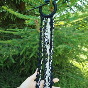 Handmade Black and White Tribal Dreadlock Hair Ring Barette - Unique Dreadcuff - Etsy