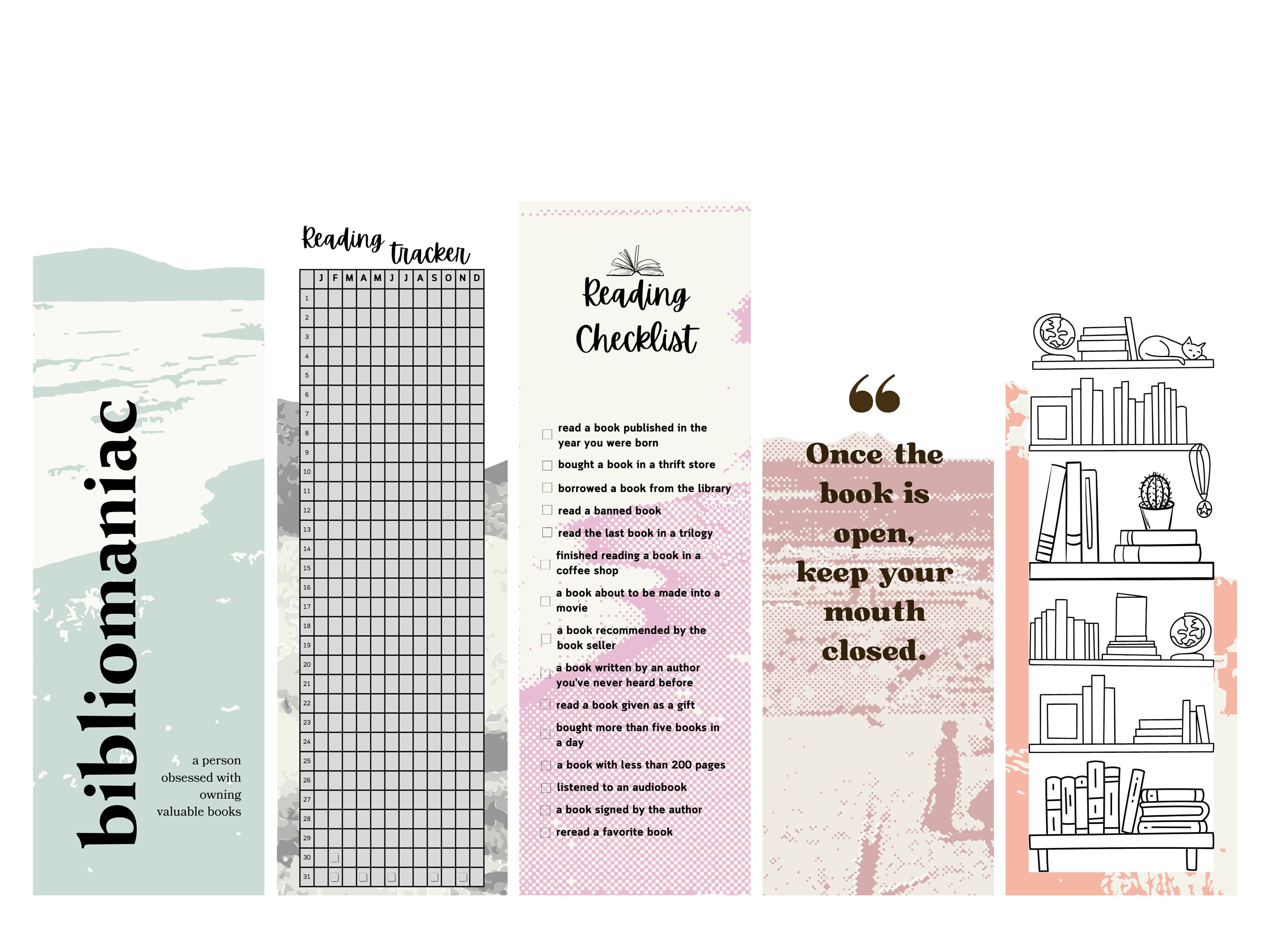 Printable Reading Bookmarks, Reading Tracker, Reading Challenge ...