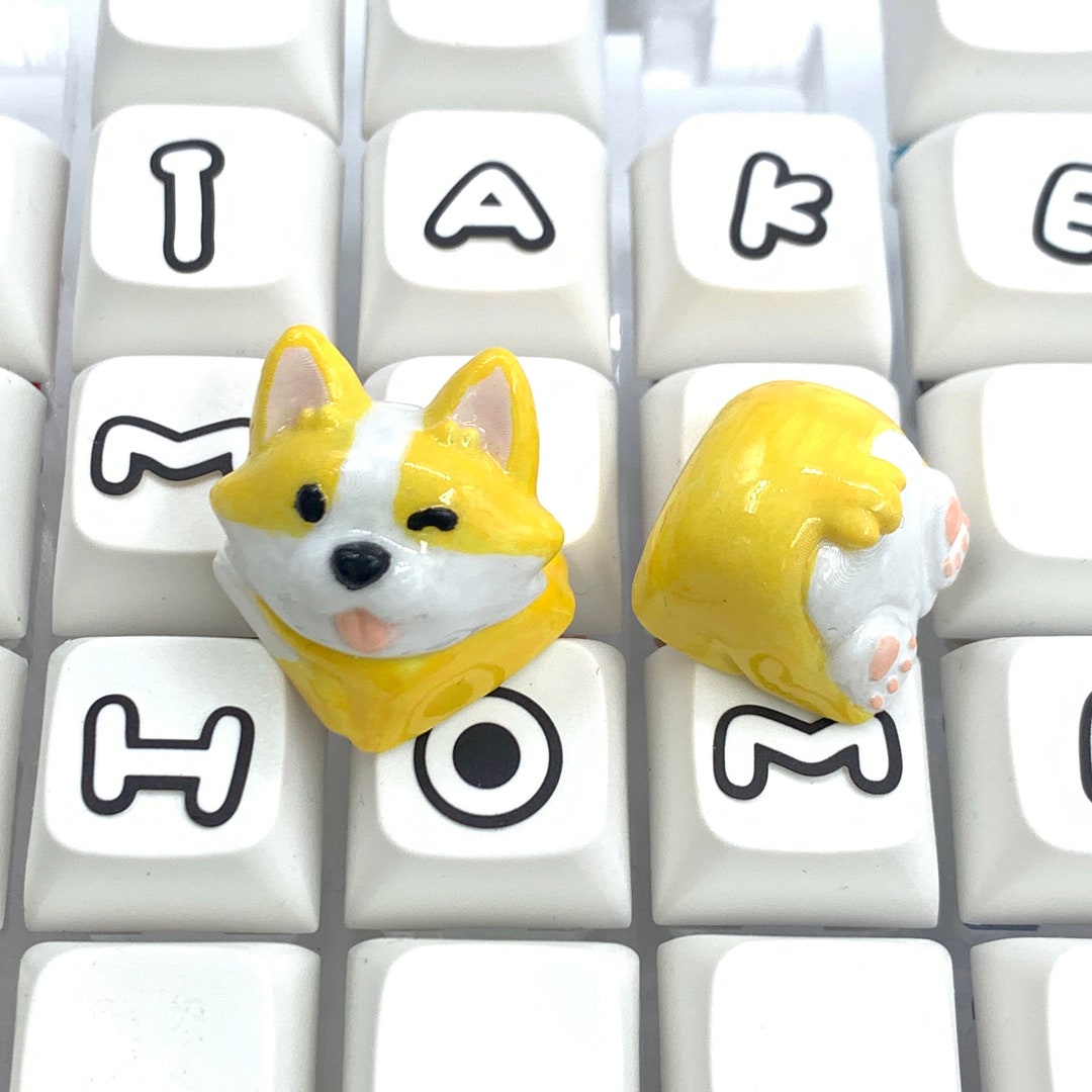 Shiba Inu Keycaps (2 in a Set) - Hand-painted 3D Printed, Ideal Gift ...